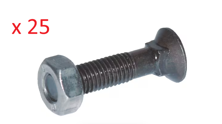 Plough bolt and nut M10x45 10.9, round countersunk square neck X 25 ...